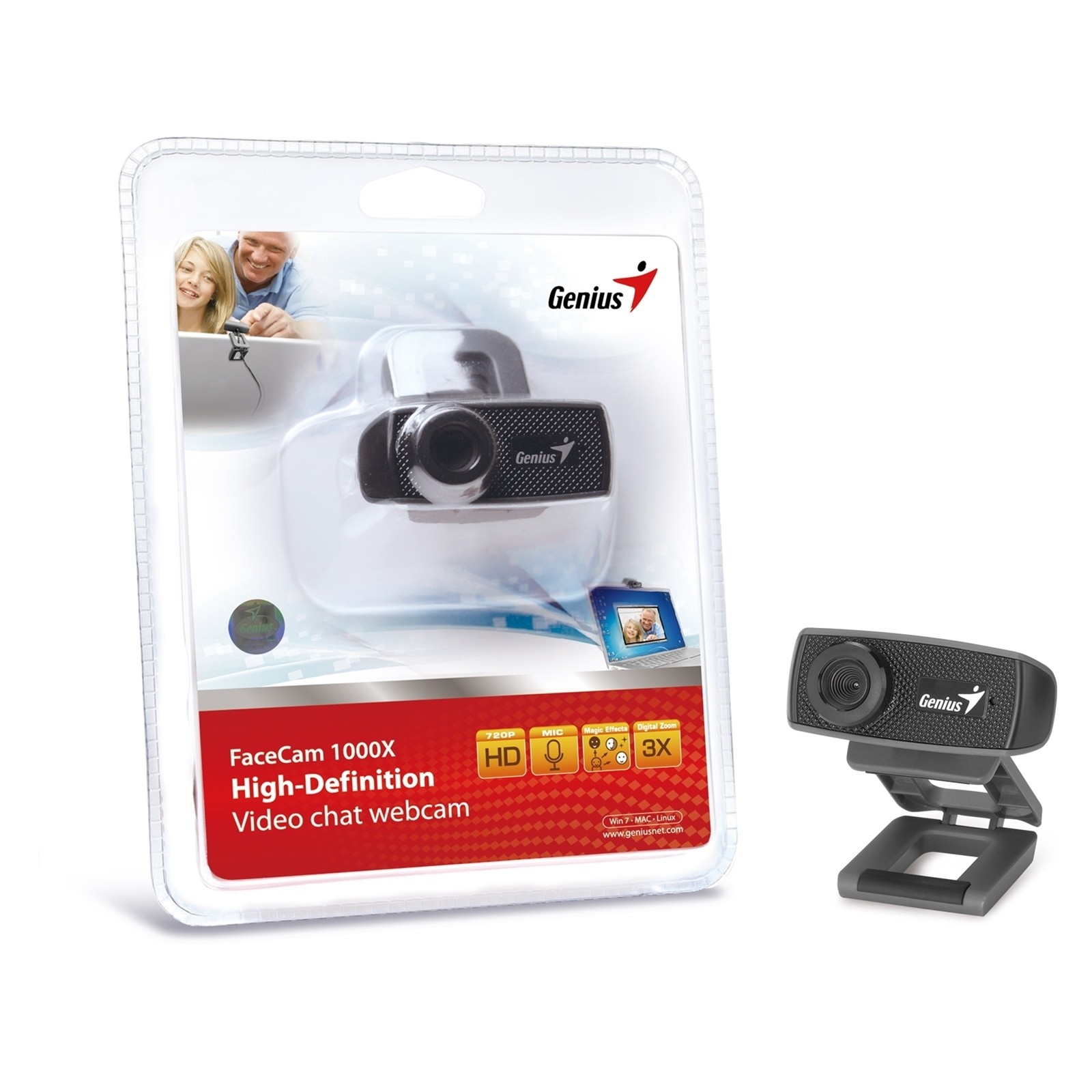 Genius FaceCam 1000X 720P HD Webcam with Microphone (USB, Built‐in ...