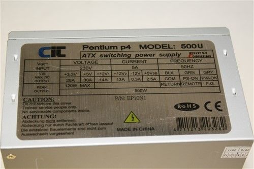 Cit Pentium P4 500U 500W ATX PSU Power Supply EP10N1