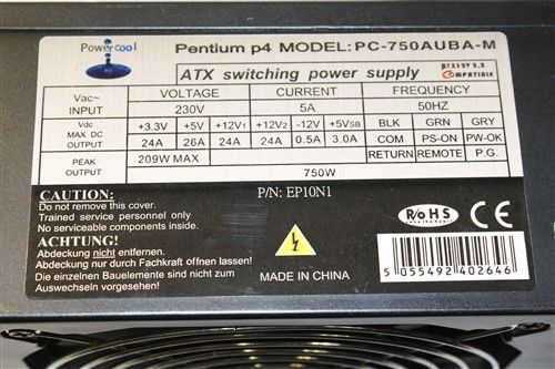 Powercool PC-750AUBA-M ATX 750W PSU Power Supply