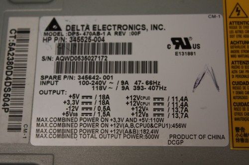 Delta Electronics DPS-470AB-1A 345525-004 ATX 500W PSU Power Supply