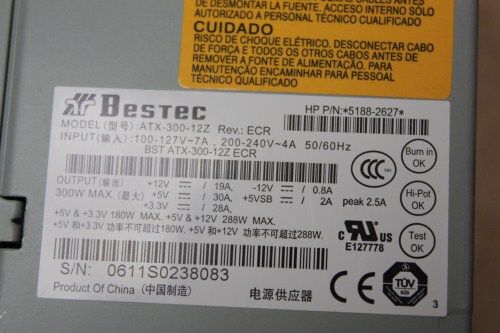 Bestec ATX-300-12Z Rev.: ECR 5188-2627 ATX 300W Power Supply