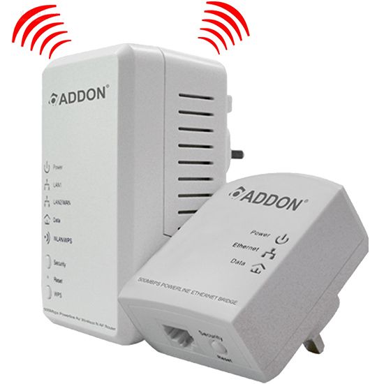 Addon NHP5010BD1 500MBps Homeplug Powerline AV Wireless N Network Kit