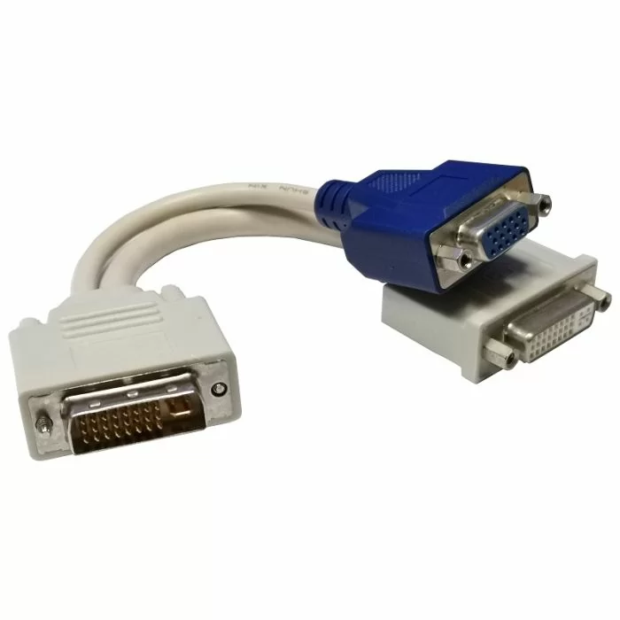 Dual Link DVI-I to Dual Link DVI-I & VGA HD15 Splitter Cable